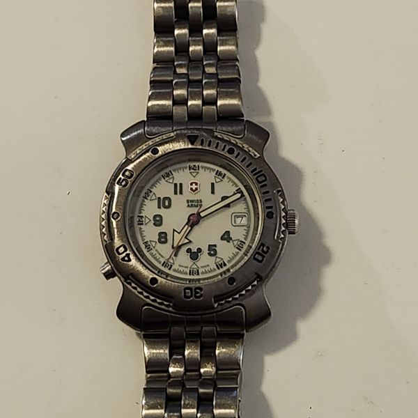 Victorinox Swiss Army Mickey Mouse Gunmetal Watch Light Up Dial, Works ...