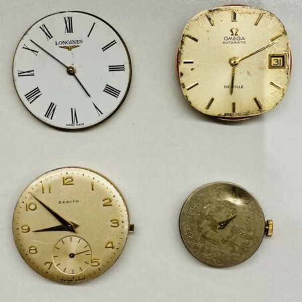 Lot of 4 Watch Movements- Omega Deville, Universal Geneve, Zenith ...