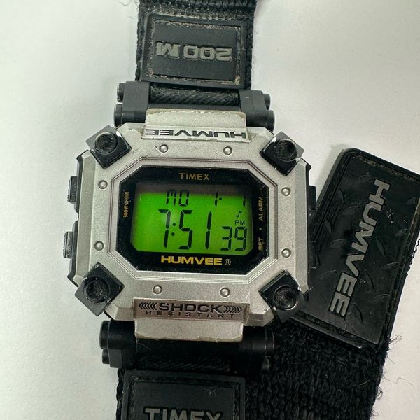 Vintage TIMEX HUMVEE Indiglo Shock Resistant Watch AS IS NO SOUND See ...