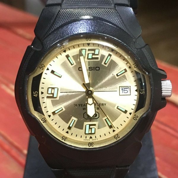 Casio MW-600 Module 2719 Gold Dial HD Analog Minty! 10 Year Battery ...