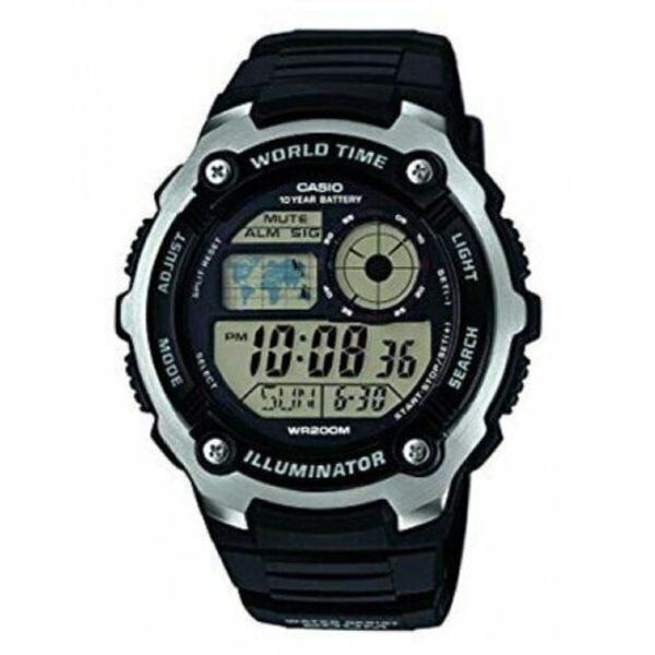 Casio Men's Digital World Time 10 Years BATT Watch AE-2100W-1A ...