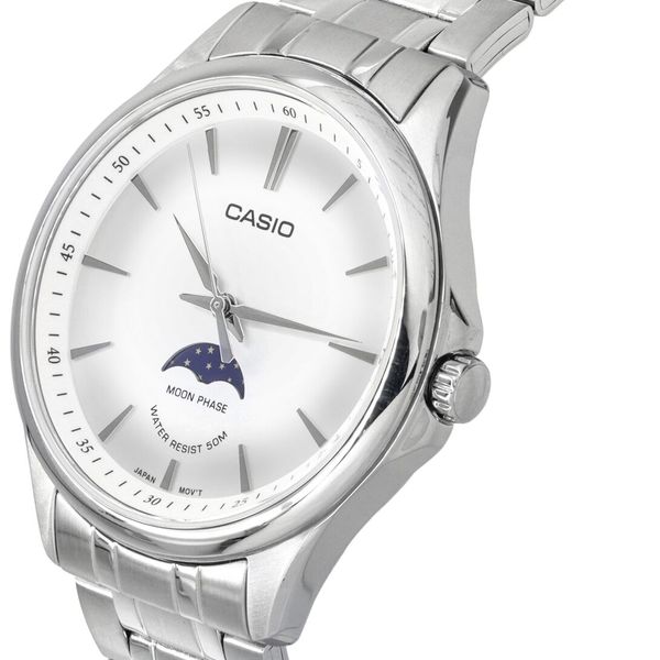 Casio Analog Moon Phase Stainless Steel Silver Dial Quartz MTPM100D7A ...