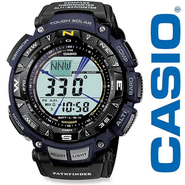 Casio Men's PAG240B-2CR Pathfinder Solar Powered Triple Sensor Blue ...