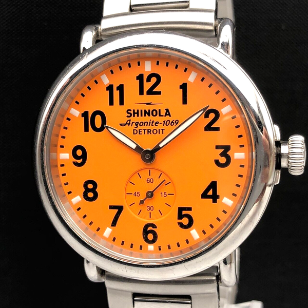 Shinola The Runwell 41mm Orange Dial Analog Quartz Men's Watch W/Box ...