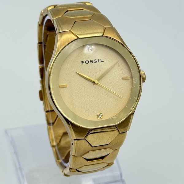Men's FOSSIL Classic Gold Tone, Diamond Accent, Steel Bracelet Watch ...