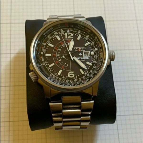 CITIZEN ECO-DRIVE PROMASTER NIGHTHAWK DUAL TIME WATCH WITH DATE ...