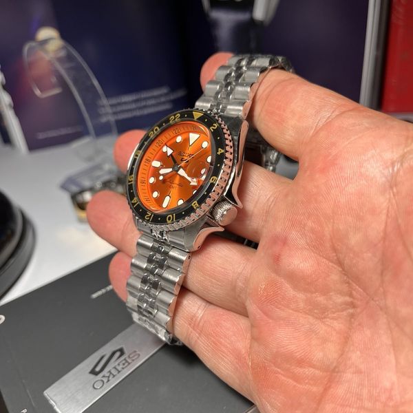Seiko 5 sports gmt automatic ssk005k1 watch 42mm orange dial new ...