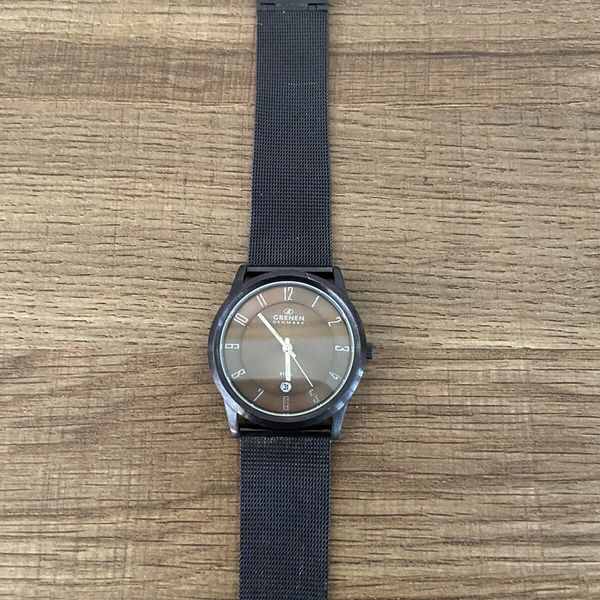 Men's Grenen by Skagen of Denmark M-24XLBBB Blach Steel Dress Watch ...