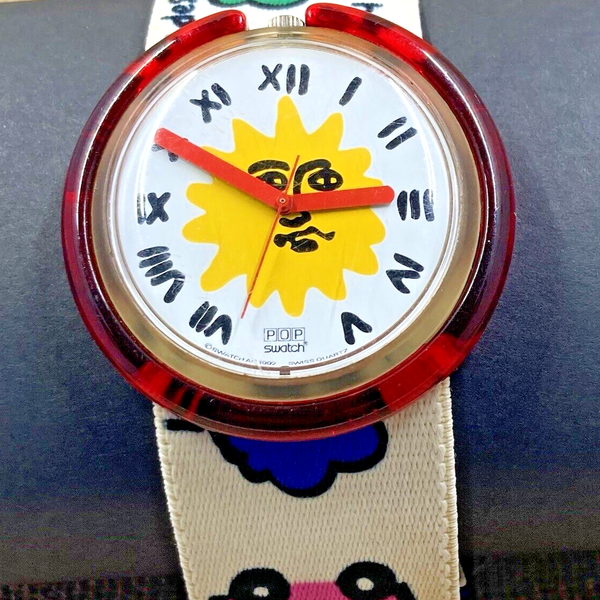 Pop Swatch 1992 Sun Dial Playful Swiss Watch Quartz Original Strap New ...