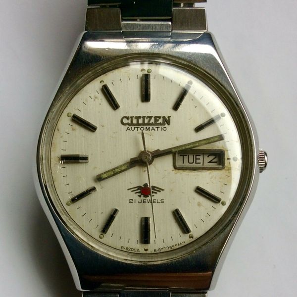 CITIZEN AUTOMATIC, WATER RESISTANT, 21 JEWELS, DAY/DATE INDICATOR, 51 ...