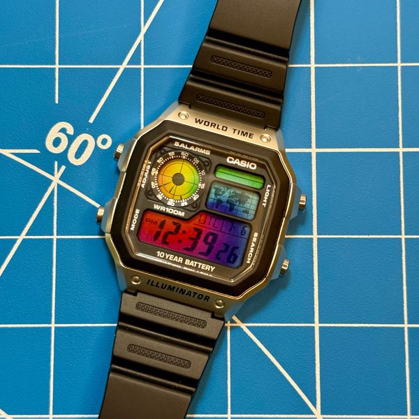 Casio Royale "Psychedelic" Custom Casio Royale AE1200 LCD Digital World ...