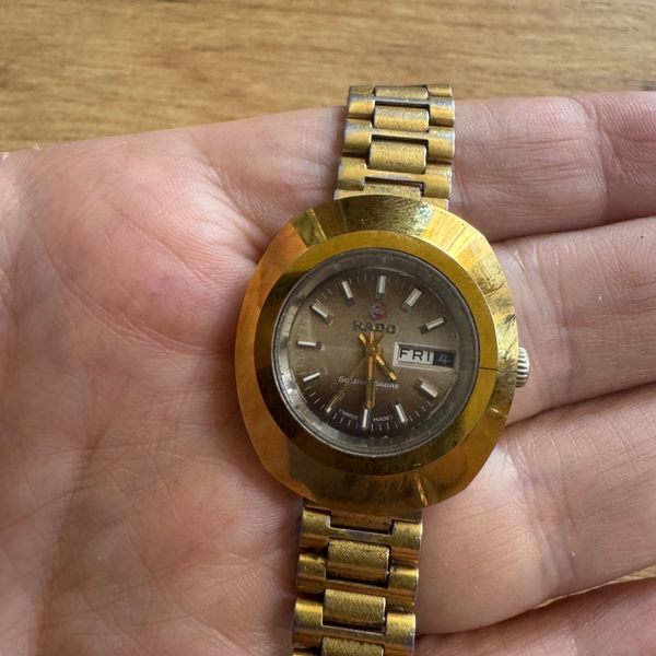 Rare Vintage Rado Golden Sabre Automatic Watch Swiss Made Day Date Gold ...