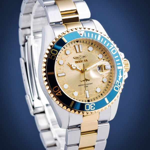 New Invicta Mens 43mm Pro Diver HAMMERHEAD CHAMPAGNE DIAL Gold Two Tone ...