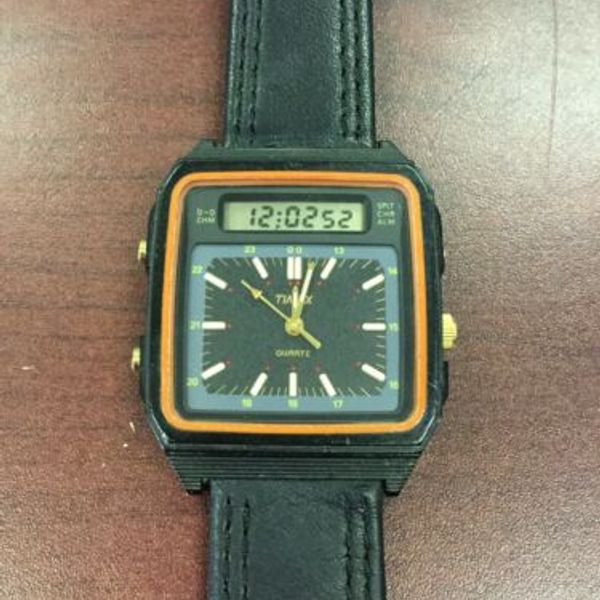 Timex Vintage Dual Display Analog Digital 392 K Cell In Black & Red New ...