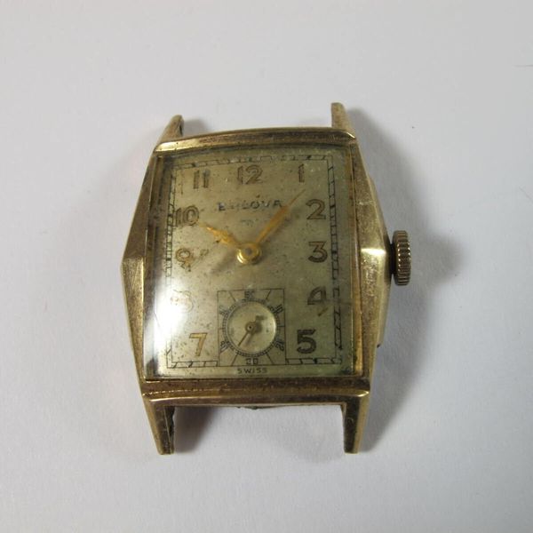 BULOVA MENS TRIPLE SIGNED CALIBER 10BC CIRCA 1947 GOLD PLATE BEZEL no ...