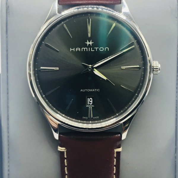 HAMILTON Jazzmaster Thinline H385250 Date Grey Dial Automatic Men's ...