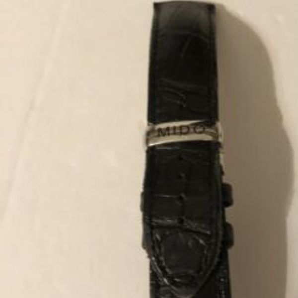Mido Mens Black Wrist Watch Band M647AA Stainless Steel Leather ...