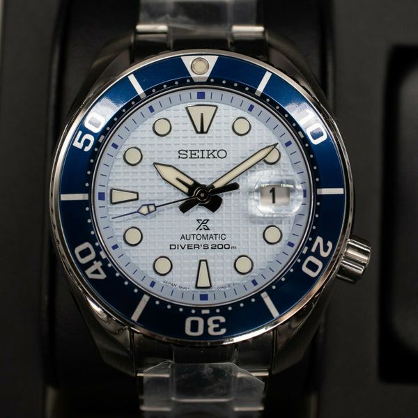 New Seiko Prospex Sumo Ice Blue Dial 200M Divers Men's Watch SPB179 ...