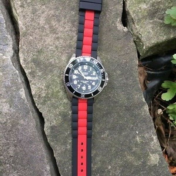 CUSTOM MOD Casio Duro MDV106 Divers Watch with 2-tone rubber black ...