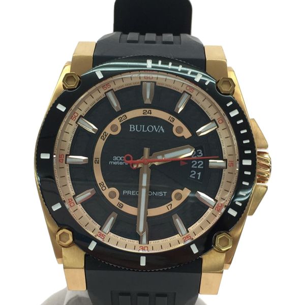 [Used] BULOVA precisionist/quartz watch/analog/rubber/BLK/98B152 ...
