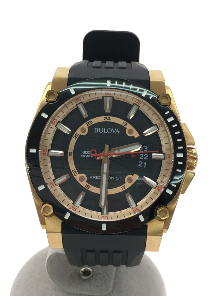 [Used] BULOVA precisionist/quartz watch/analog/rubber/BLK/98B152 ...