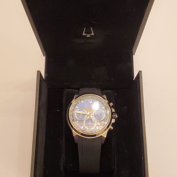 NWT Bulova Marine Star Steel Chrono Blue Dial Mens Quartz Watch 98B314 ...