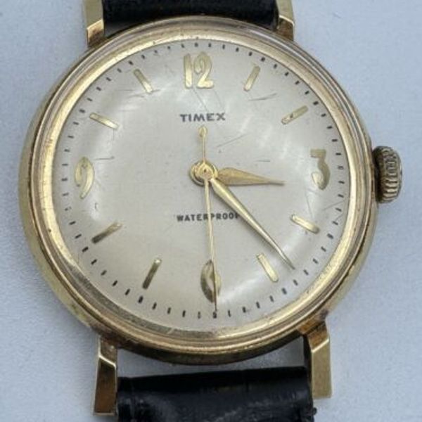 Vintage Timex Marlin Gold Tone Menâ s Wristwatch - Runs Needs Service ...