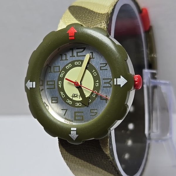 Vintage 2004 Flik Flak By Swatch Military Unidirectional Bezel Swiss ...