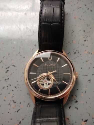 Bulova 97A140 Men's 45mm Automatic Black Leather Strap | WatchCharts