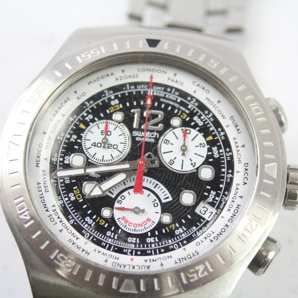 Mens Swatch Irony Pilot Style Chronograph Watch Quartz Working ...