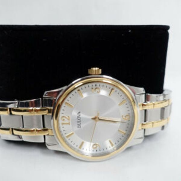 Bulova Quartz Silver-Tone and Gold-Tone Bracelet 38mm Watch 98A150 P4 ...