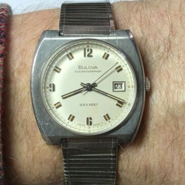 Vintage 1970 Bulova Oceanographer 333 Feet Stainless Watch Runs ...