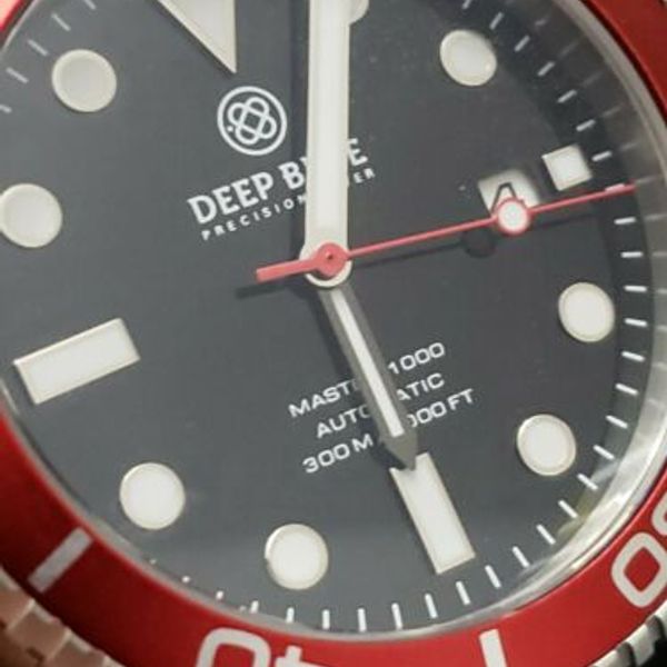 NEW DEEP BLUE MASTER 1000/300mm AUTOMATIC RED/BEZEL/BLACK/DIAL(free ...