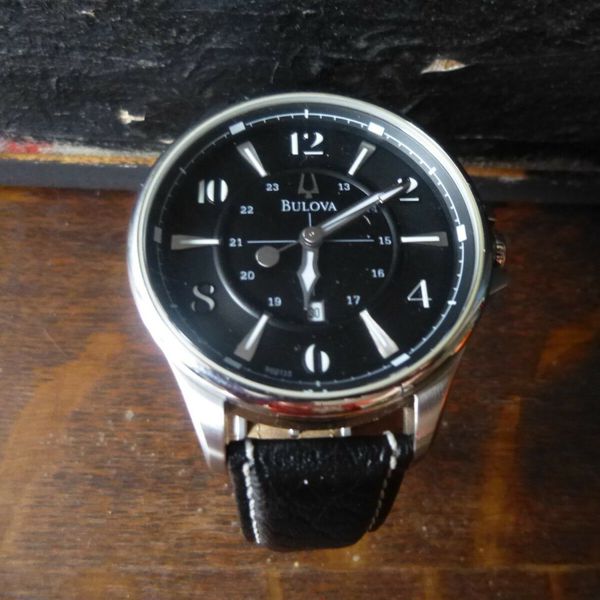 Bulova C860870 Leather Band Black Face Watch | WatchCharts
