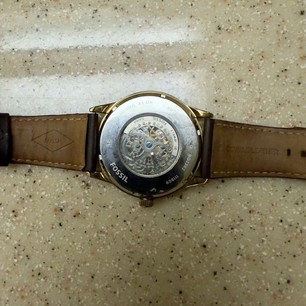 Fossil 48 Mm Flyn Brown Leather Men's Automatic Wristwatch BQ2382 ...