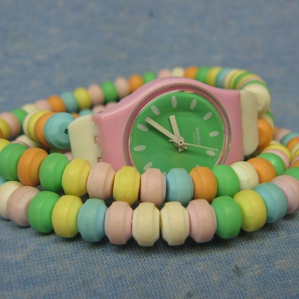 Women's SWATCH "Candy Necklace" Double Wrap Watch w/ New Battery ...