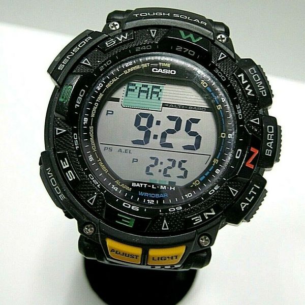 Casio PAG 240 Men's Pathfinder Tough Solar Triple Sensor Black Resin ...