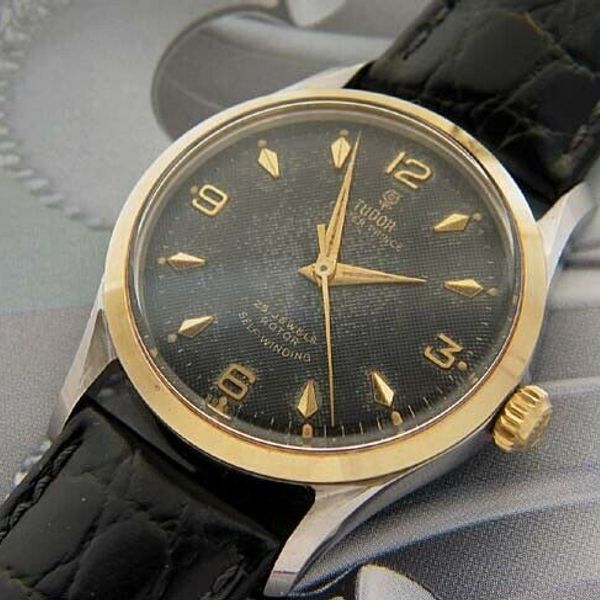 1959 Vintage Rolex Tudor 7967 Gold and Steel Black Honeycomb Radium ...