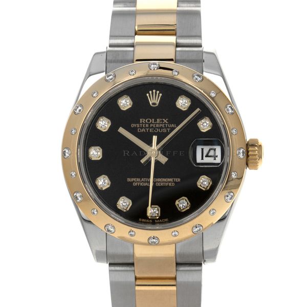 FS- Rolex 178343 Datejust Scattered Diamond Bezel Black Diamond Dial ...