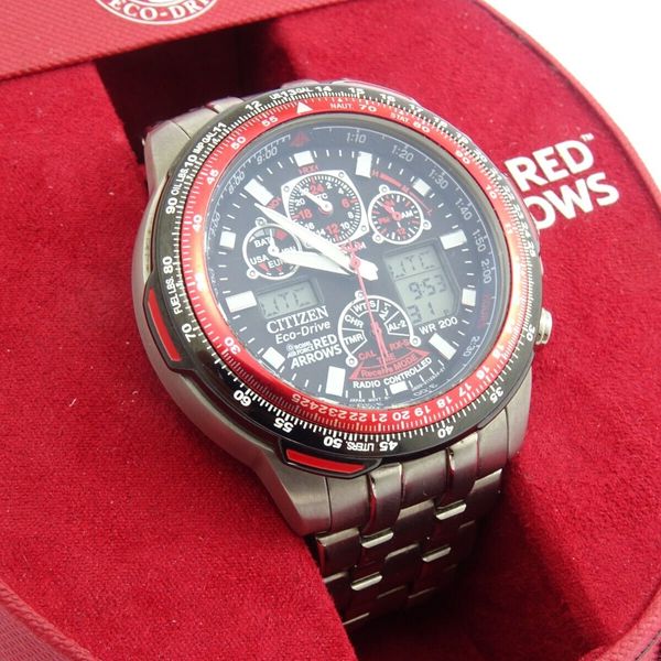 Citizen Eco Drive Skyhawk Red Arrows Titanium Watch U600-S076226 Radio ...