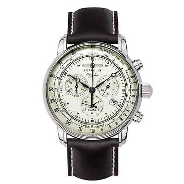 Zeppelin 8680-3 100 Years Silver Tone Dial Chronograph Wristwatch ...