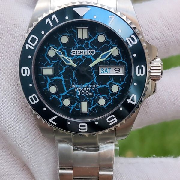 [WTS] Custom Watch Mod: "Blue Volcano" Day/Date Dual Time- Seiko NH36 ...