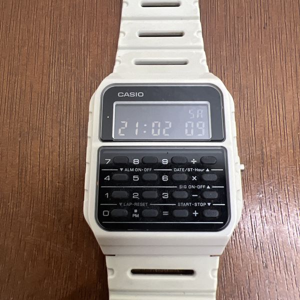 Casio 3208 Men's Off White Cream Rubber Digital Quartz Calculator Watch ...