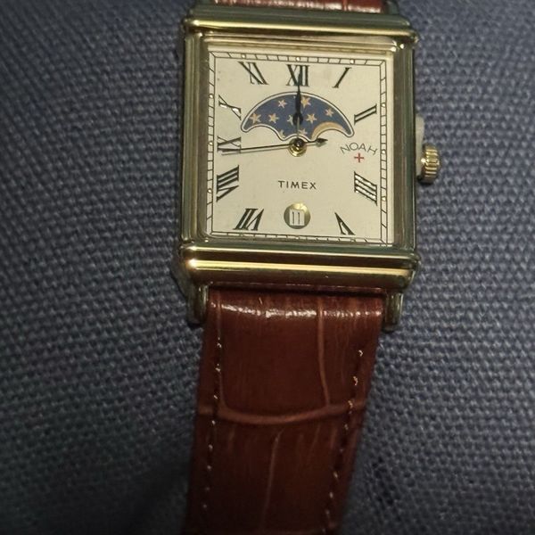 Noah x Timex Moon Phase Watch Limited Edition Gold Case Brown Leather ...