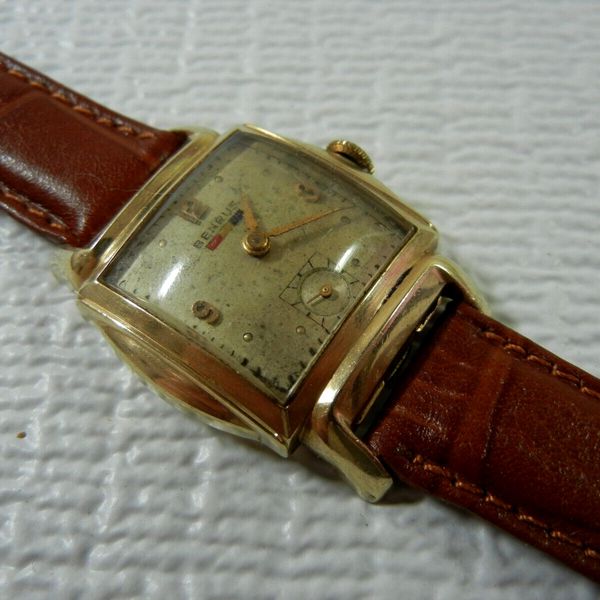 Vintage 40's BENRUS 10K Gold Filled Men's Square "Tank" Manual Wind ...