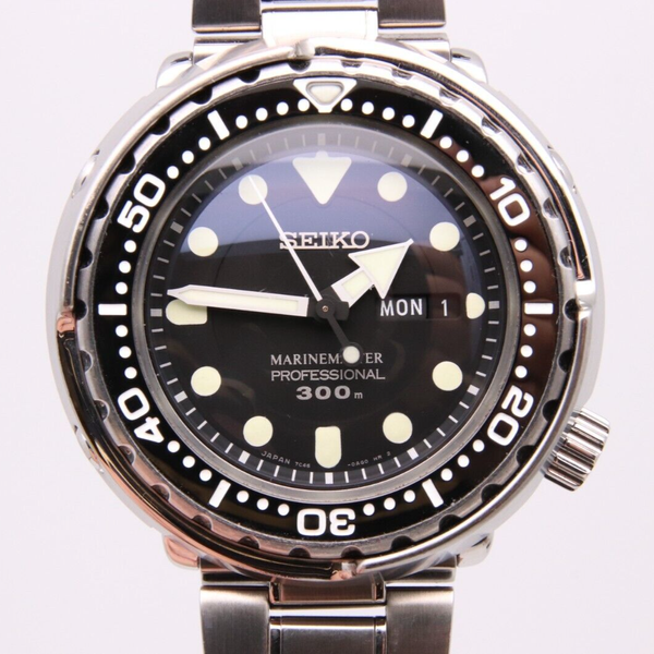 Seiko Prospex MarineMaster SBBN031 Black Tuna Quartz Diver W/ Box 7C46 ...