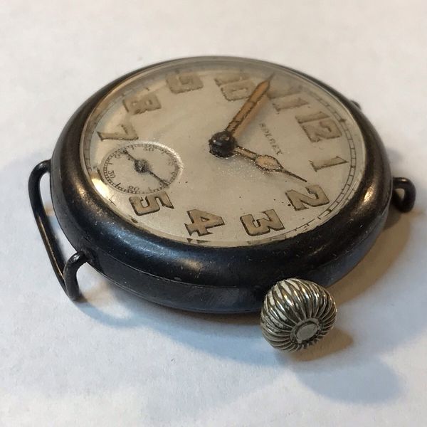 Vtg SOLREX Wire Lug 15J Swiss 31mm Trench Watch Sterling Silver Elgin ...