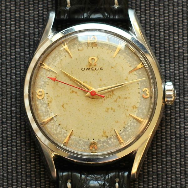 SOLD: 1953 Omega - Original dial, RED second hand, steel 35.5mm jumbo ...