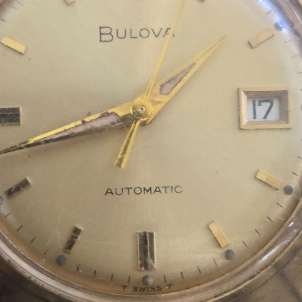 Vintage Bulova Date M7 Mens Automatic 10K RGP Bezel NON WORKING AS IS ...