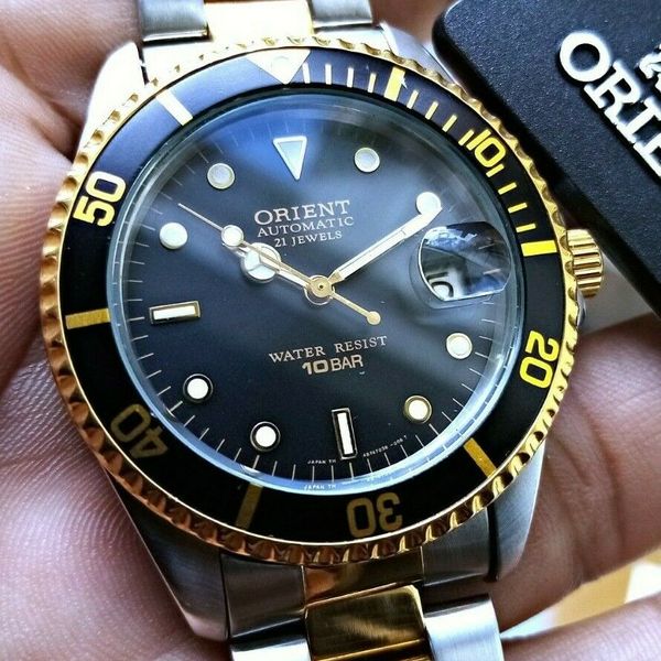 Rare Disc Orient Submariner Black Gilt Dial Two Tone 2ER00003 Full Set ...